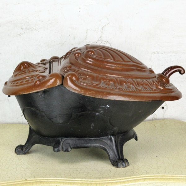 Art Nouveau Antique Coal Scuttle Cast Iron Fireplace Box Lion Head Legs ...